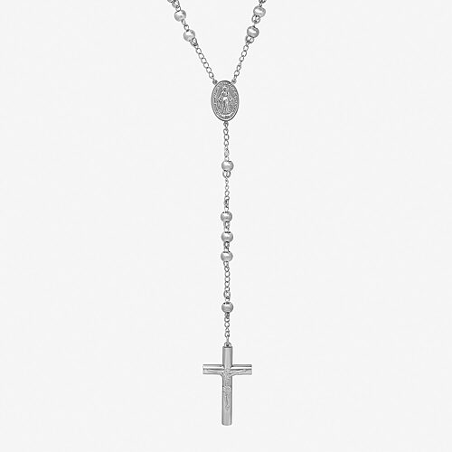 Click here for Mens Stainless Steel 36â Cross Rosary Necklace... prices