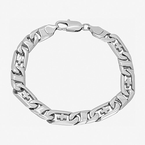 Click here for Mens Stainless Steel Cross Link Bracelet  One Size... prices