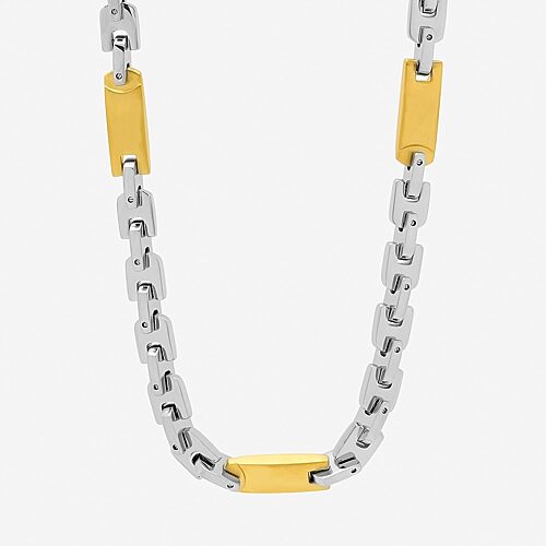 Click here for Mens Two-Tone Stainless Steel Link Necklace  One S... prices
