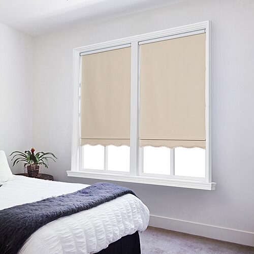 Click here for Paige Cut-To-Width Cordless Blackout Fringed Rolle... prices