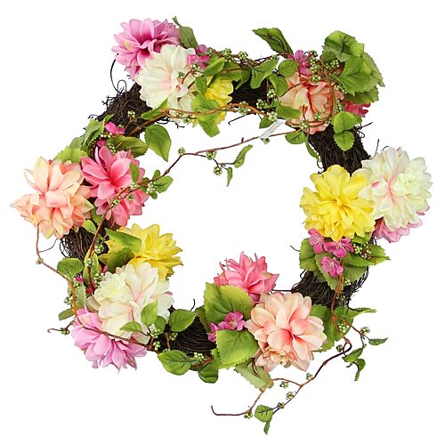 Click here for Mums and Wild Blossoms Artificial Floral Wreath Pi... prices