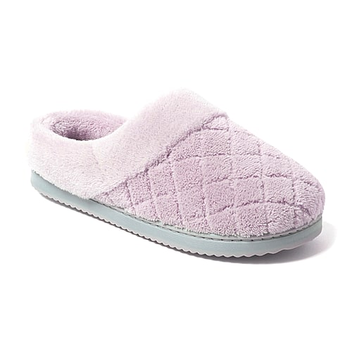 Dearfoams Libby Quilted Terry Womens Memory Foam Clog Slippers  Large  Purple