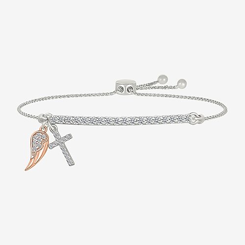 Click here for Angel Wing Womens Lab Created White Sapphire 10K R... prices