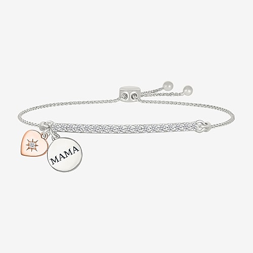 Click here for Mama Womens Lab Created White Sapphire 10K Rose Go... prices