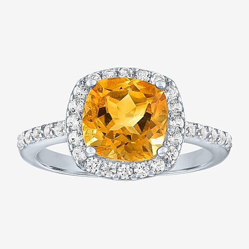 Click here for Womens Gemstone Sterling Silver Halo Cushion Cockt... prices