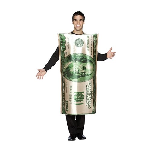 Click here for Unisex Adult 100 Dollar Bill Costume  Large  Green prices