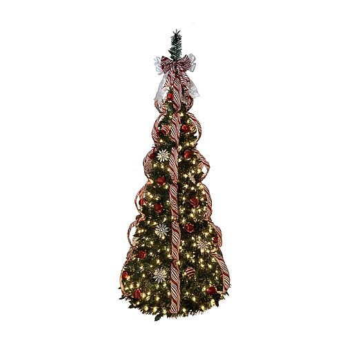 Kurt Adler 6 Foot Pre-Lit Collapsible Pre-Decorated Christmas Tree  One Size  Green