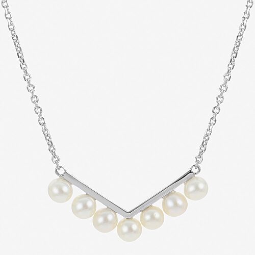 Click here for Womens White Sterling Silver 18 Inch Chevron Neckl... prices