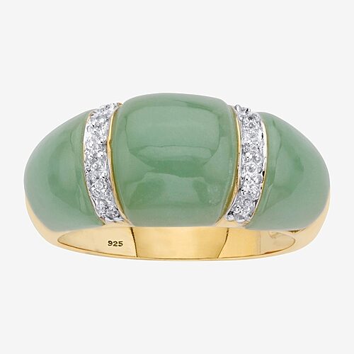 Click here for Womens 3MM Genuine Green Jade 14K Gold Over Silver... prices