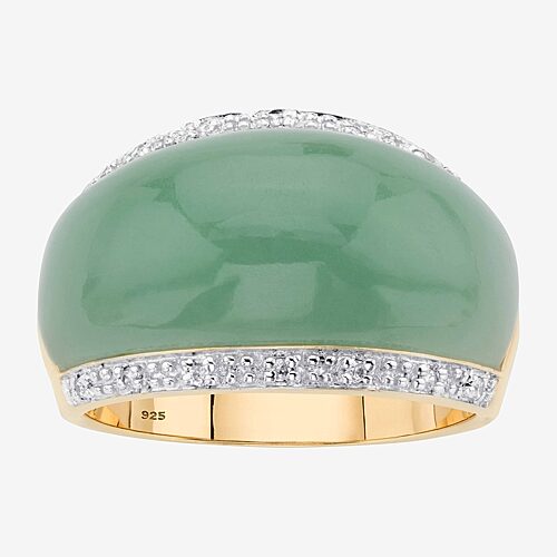 Click here for Womens 3MM Genuine Green Jade 14K Gold Over Silver... prices