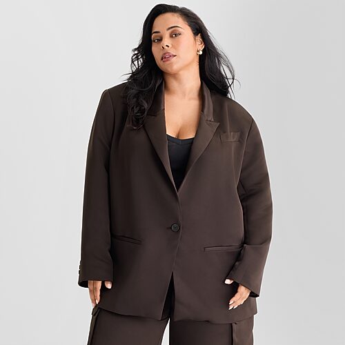 Click here for Ashley Graham Satin Womens Plus Relaxed Fit Suit J... prices