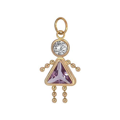 Click here for 10K Gold February Birthstone Babie Girl Charm  One... prices