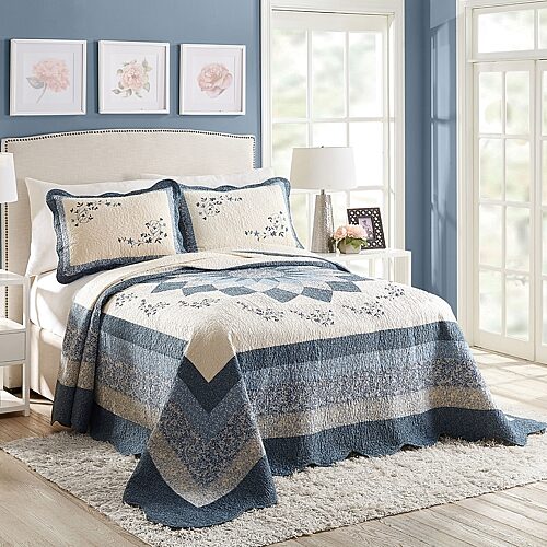 Click here for Modern Heirloom Charlotte Bedspread  One Size  Blu... prices
