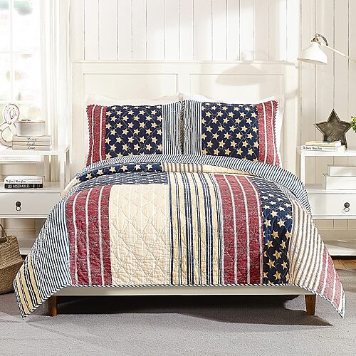 Modern Heirloom Americana 3-pc. Reversible Quilt Set  One Size  White