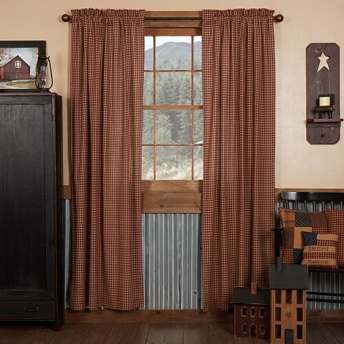 Vhc Brands Patriotic Patch Rod Pocket Light-Filtering Set of 2 Curtain Panel  One Size  Red