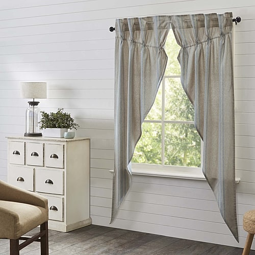 Vhc Brands Grain Sack Prairie Rod Pocket Light-Filtering Set of 2 Curtain Panel  One Size  Blue