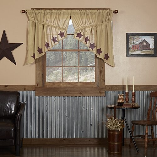 Click here for Vhc Brands Ctn Burlap Star Prairie Swag Rod Pocket... prices