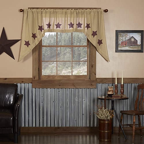 Click here for Vhc Brands Cotton Burlap Star Swag Rod Pocket Tail... prices
