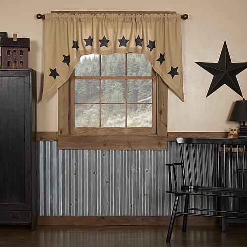 Click here for Vhc Brands Cotton Burlap Star Swag Rod Pocket Tail... prices