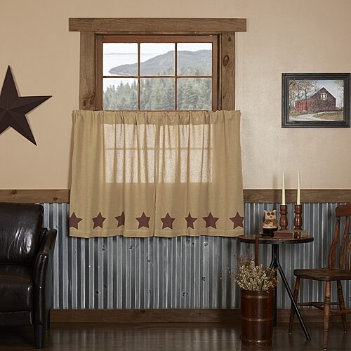 Click here for Vhc Brands Cotton Burlap Star 2-pc. Rod Pocket Win... prices