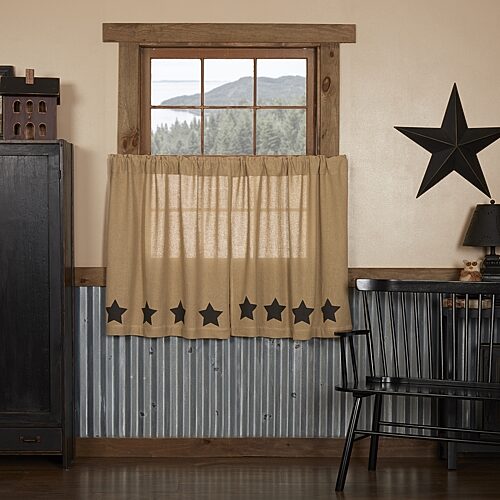 Click here for Vhc Brands Cotton Burlap Star 2-pc. Rod Pocket Win... prices