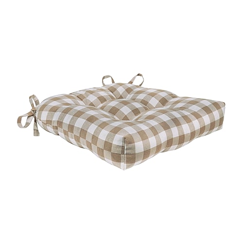 Achim Buffalo Check Tufted Dining Cushion  One Size  Beige