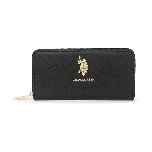 U.S. Polo Assn. Large Zip Around Womens Zip Around Wallet  One Size  Black