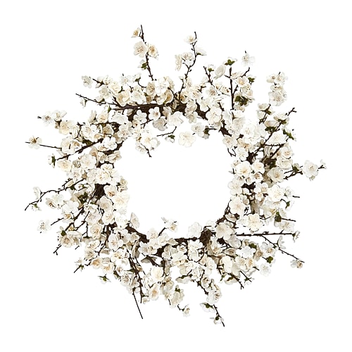 Click here for Nearly Natural 24in. Plum Blossom Wreath  One Size... prices