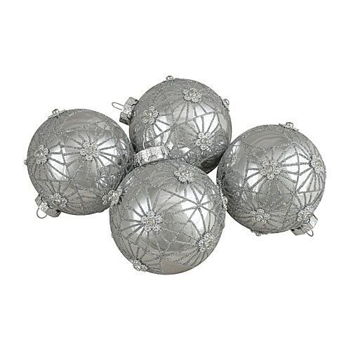 Click here for Northlight Silver Floral Ball 4-pc. Christmas Orna... prices