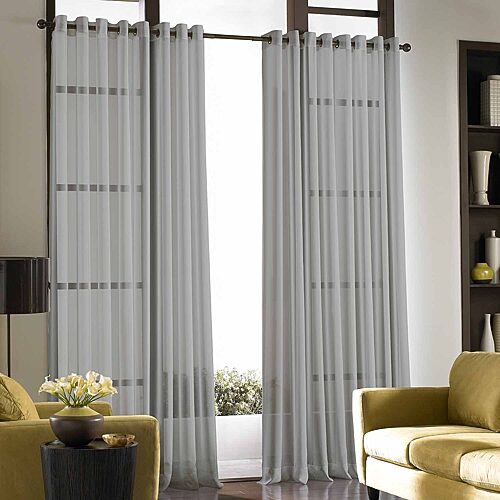 CHF Soho Grommet Top Sheer Single Curtain Panel  One Size  Silver