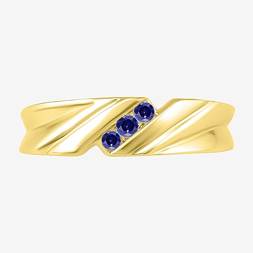 Click here for Mens Lab Created Blue Sapphire 10K Gold Fashion Ri... prices