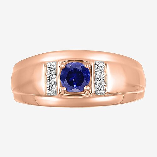 Click here for Mens Lab Created Blue Sapphire 10K Rose Gold Fashi... prices