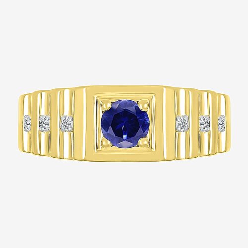 Click here for Mens Lab Created Blue Sapphire 10K Gold Fashion Ri... prices