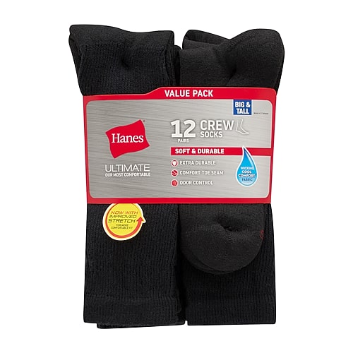 Click here for Hanes Ultimate Mens 12 Pair Big and Tall Crew Sock... prices