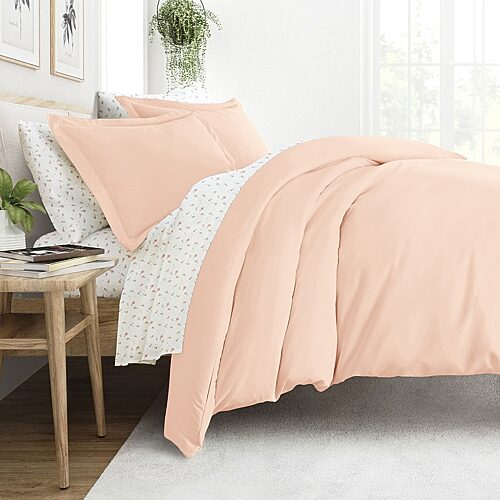 ienjoy Home Bedding Bundle 8-Piece Comforter with Duvet Cover Set  California King - Soft Floral Blush