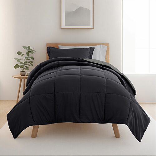 ienjoy Home Solid Reversible Dorm 8-Piece Comforter Set  Twin Xl - Black  Fog