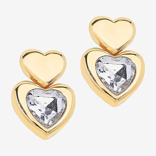 Click here for Bijoux Bar Womens Glass Heart Drop Earrings  One S... prices
