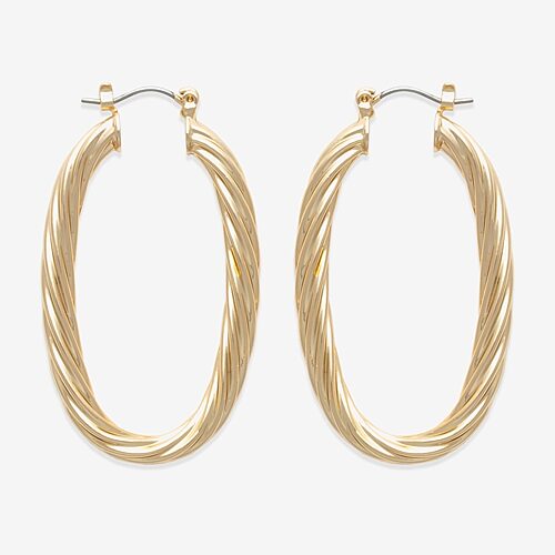 Click here for Bold Elements Gold Tone Womens 30.1mm Hoop Earring... prices