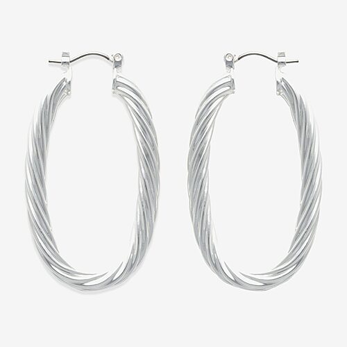 Click here for Bold Elements Silver Tone Womens 30.1mm Hoop Earri... prices