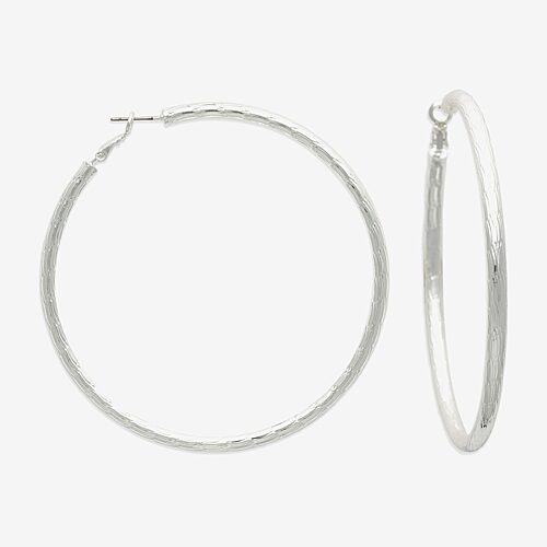 Click here for Bold Elements Silver Tone Womens 79.2mm Hoop Earri... prices
