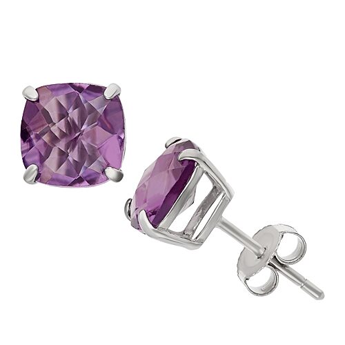 Click here for Genuine Purple Amethyst Sterling Silver 8mm Stud E... prices