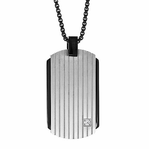 Click here for Mens White Cubic Zirconia Sterling Silver Dog Tag... prices