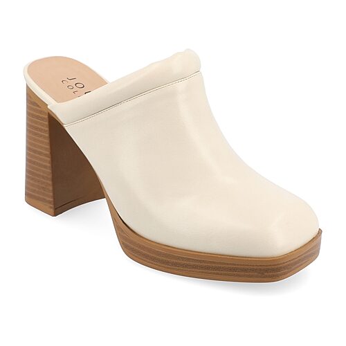 Journee Collection Izara Womens Square Closed Toe Stacked Heel Pumps  12 Medium  Beige