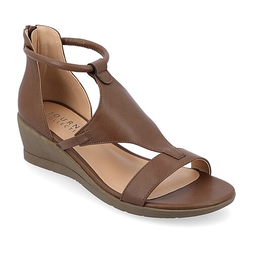 Journee Collection Womens Trayle Wedge Sandals - Brown