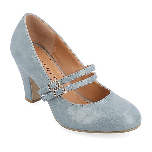 Journee Collection Womens Windy Double Strap Mary Jane Pumps - Blue Croco