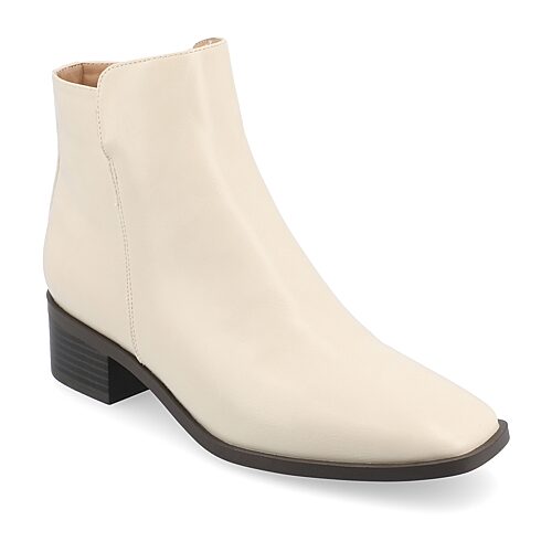 Journee Collection Womens Cappri Block Heel Square Toe Ankle Booties - Off White