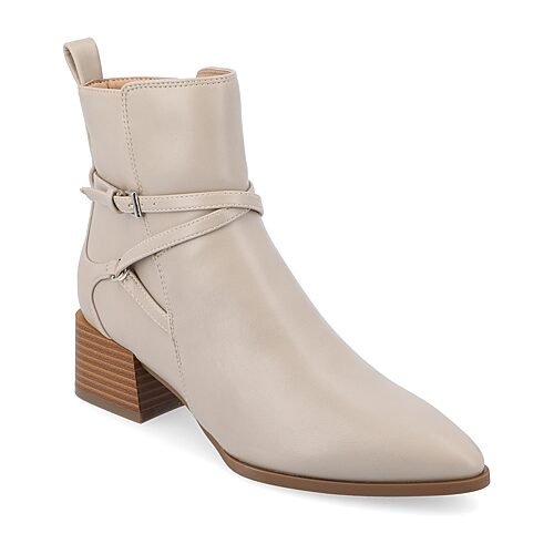 Journee Collection Womens Estelle Stacked Block Heel Booties - Gray