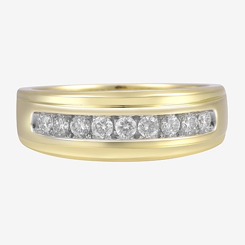 Click here for Mens 8MM 1/2 CT. T.W. Natural White Diamond 10K Go... prices