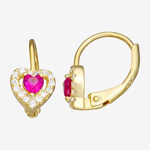 Click here for Girls 1/2 CT. Pink Cubic Zirconia 14K Gold Over Si... prices