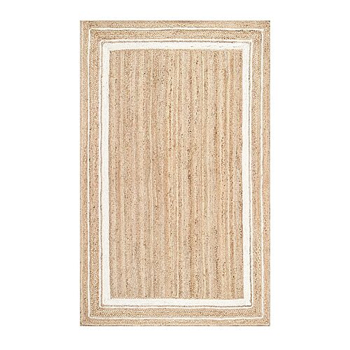 Click here for nuLoom Braided Rikki Border Jute Rug  One Size  Wh... prices